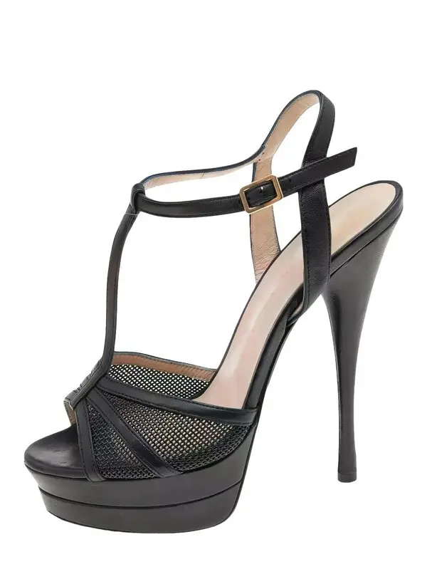 Versace 130mm T-bar Platform Stiletto Sandals - Black