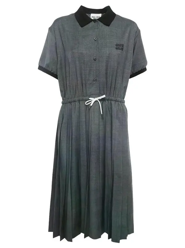 Miu Miu Pleated Polo Dress - Grey