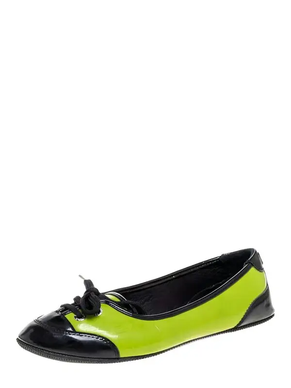 Dolce & Gabbana Lace Detailing Leather Ballet Flats - Green