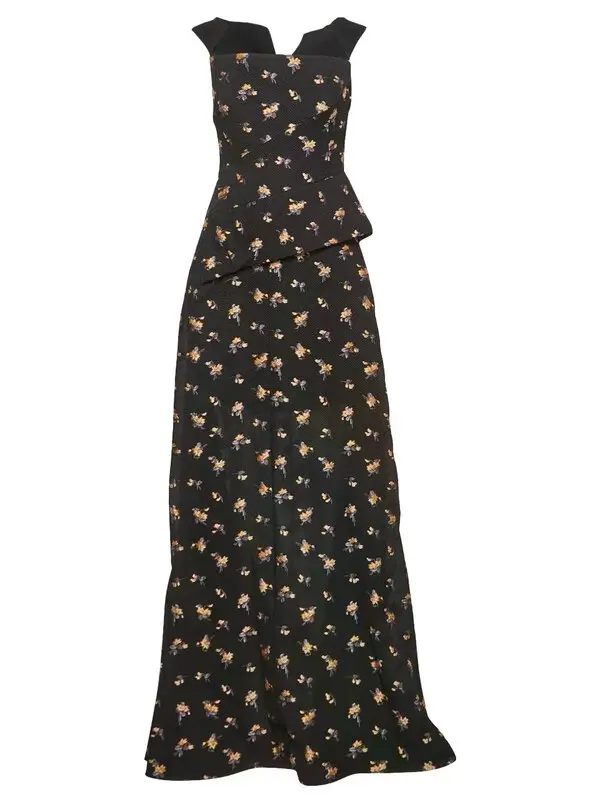 Roland Mouret Floral-print Maxi Dress - Black