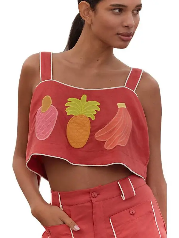 Farm Rio Embroidered Tank Top - Fruits