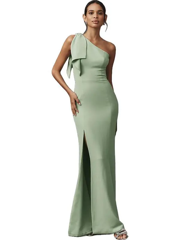 Dress The Population Georga One-shoulder Maxi Dress - Light Green