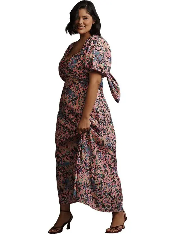 English Factory Puff-sleeve Printed Midi Dress - Multi