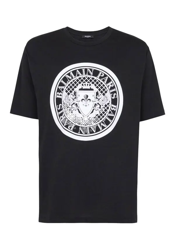 Balmain Coin Flock T-shirt, Regular Fit - Black