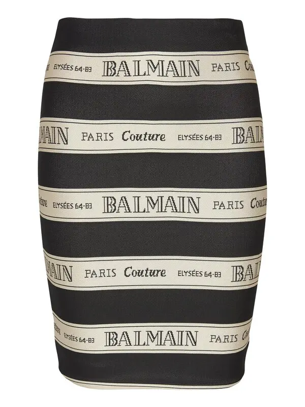 Balmain Jacquard Mini Skirt - Black