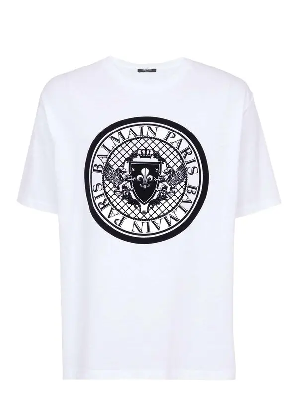 Balmain Coin Flock T-shirt, Regular Fit - White