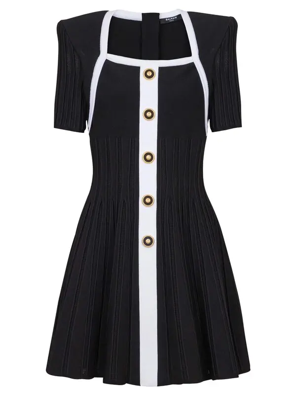 Balmain A-line Knit Dress - Black