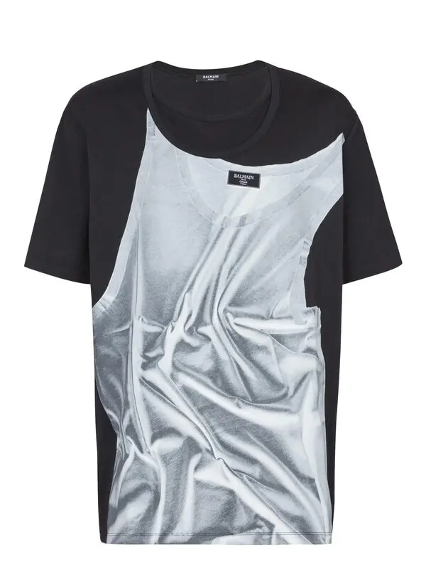 Balmain T-shirt With Tank Top Print - Black