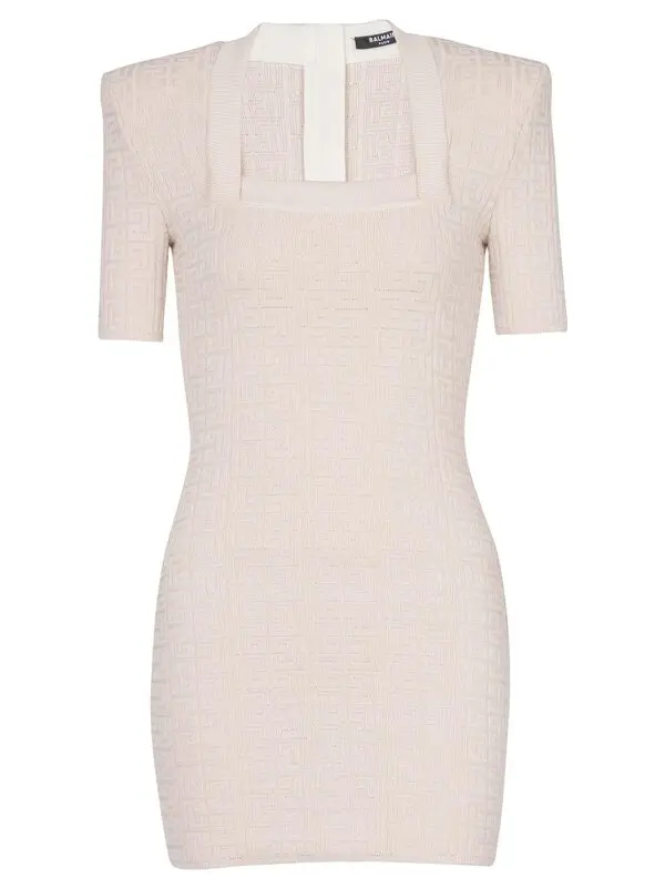 Balmain Labyrinth Knit Mini Dress - Beige