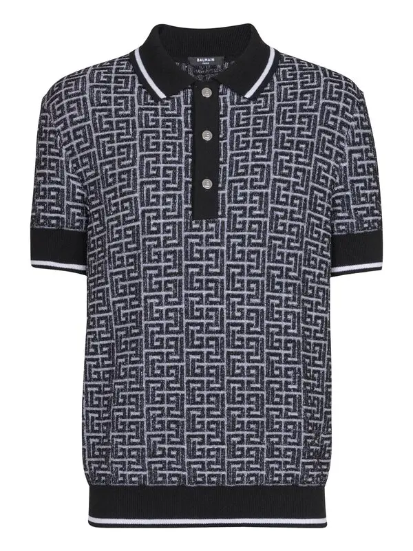 Balmain Pb Labyrinth Knit Polo Shirt - Black