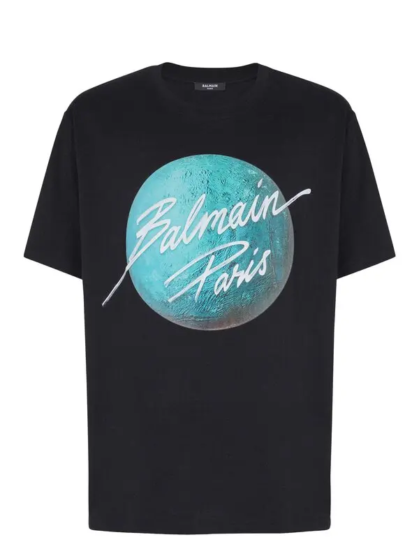Balmain Printed Paris Logo And Planet T-shirt - Black