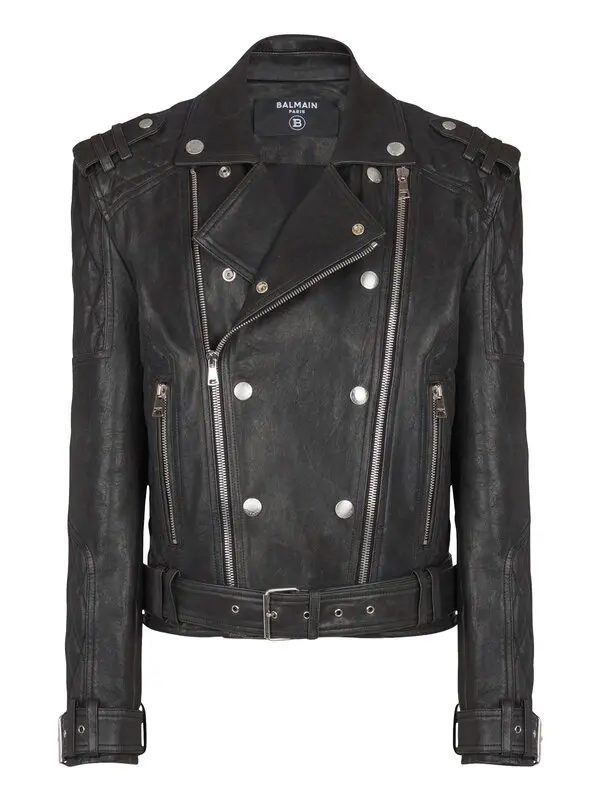 Balmain Biker Leather Jacket - Black