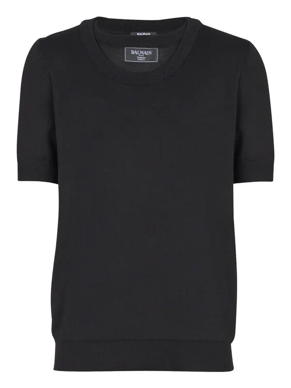 Balmain Knit T-shirt With Two Collars - Black