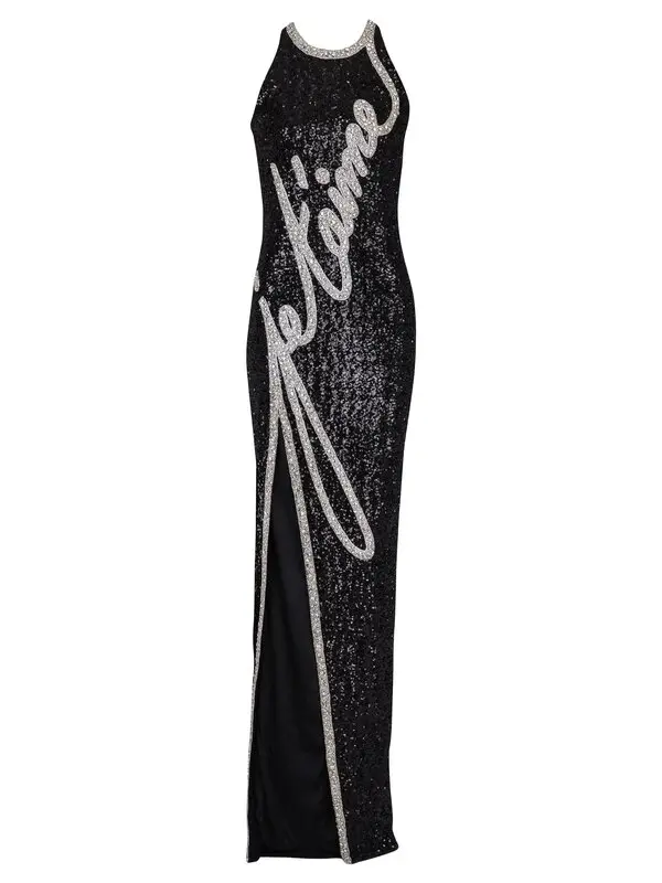 Balmain Sequin Embroidered Dress - Black