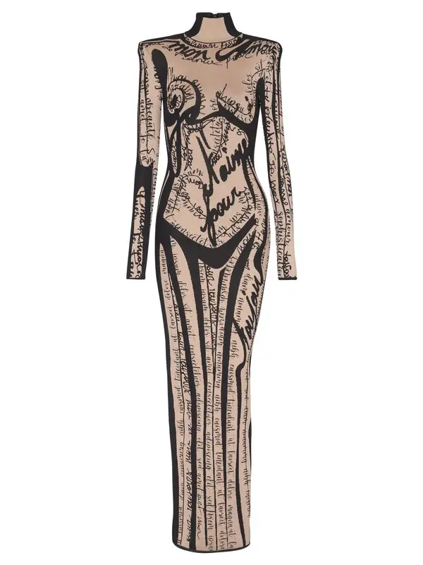Balmain Knit Jacquard Dress - Beige