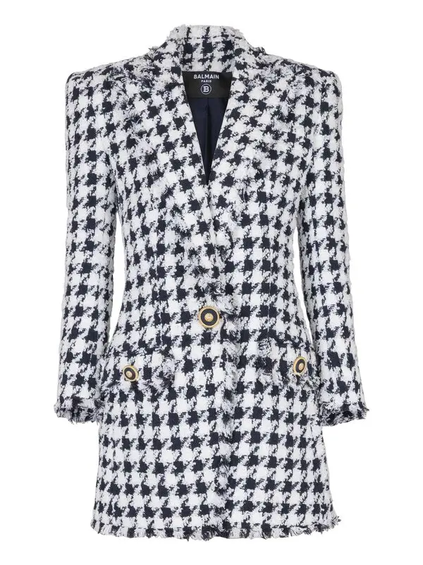 Balmain Tweed Tailored Jacket - Navy