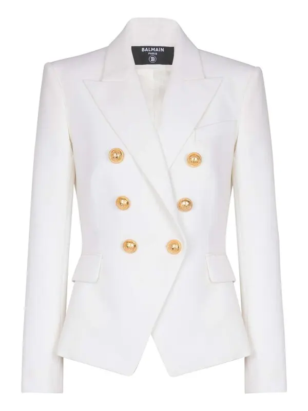 Balmain Grain De Poudre Six-button Jacket - White