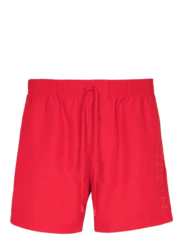 Balmain Paris Embroidered Swim Shorts - Red
