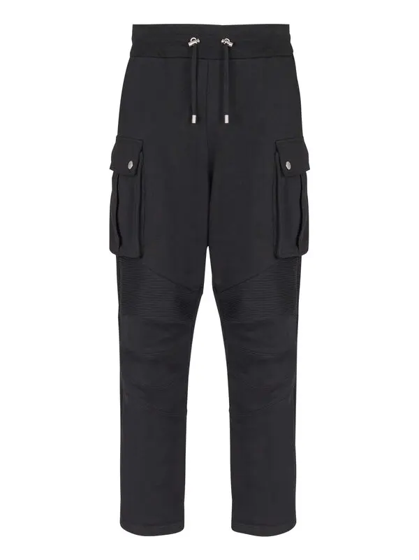 Balmain Ribbed Slouch Cargo Sweatpants - Black