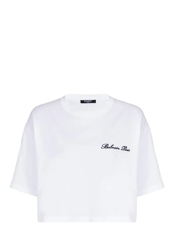 Balmain T-shirt With Embroidered Signature - White