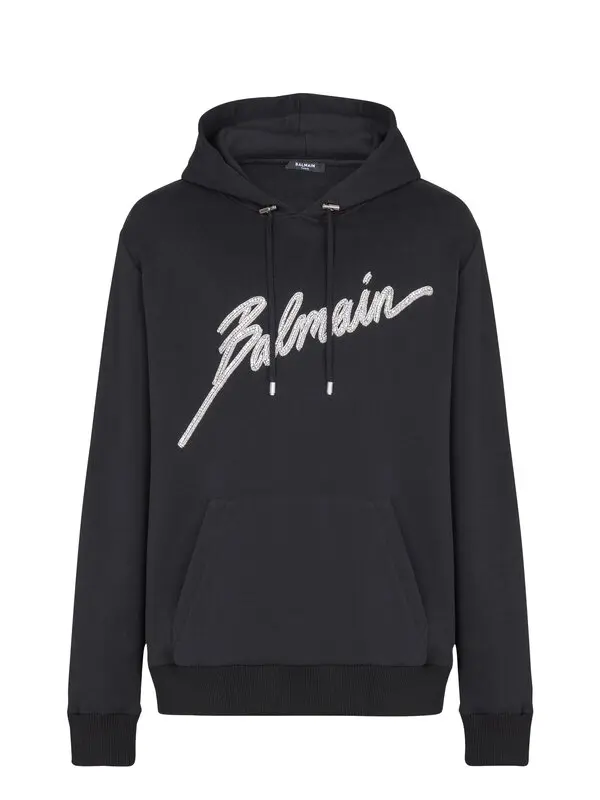Balmain Embroidered Letter Logo Hoodie - Black