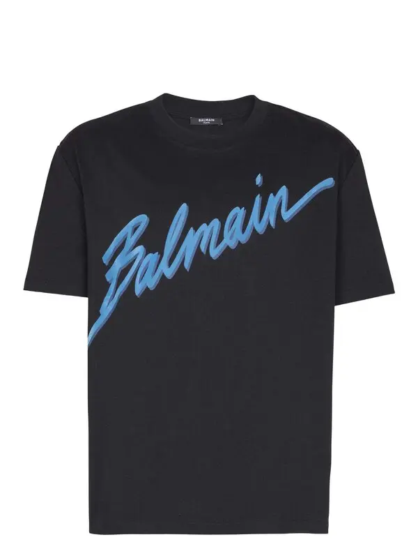Balmain Lettre Flocked T-shirt - Blue