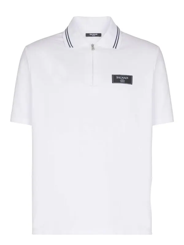 Balmain Monogrammed Polo Shirt With Couture Label - White