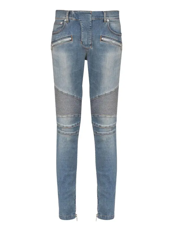Balmain Slim-fit Biker Jeans - Blue