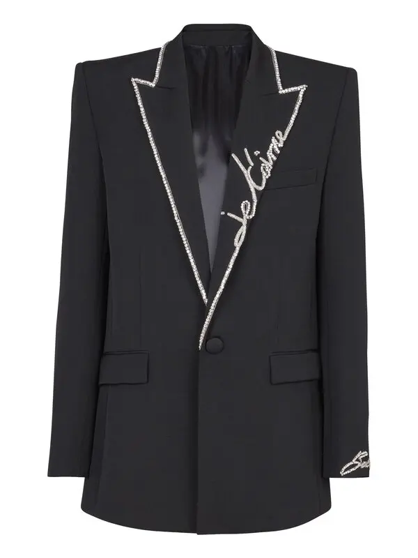 Balmain Tailored Jacket With Embroidered Collar - Black