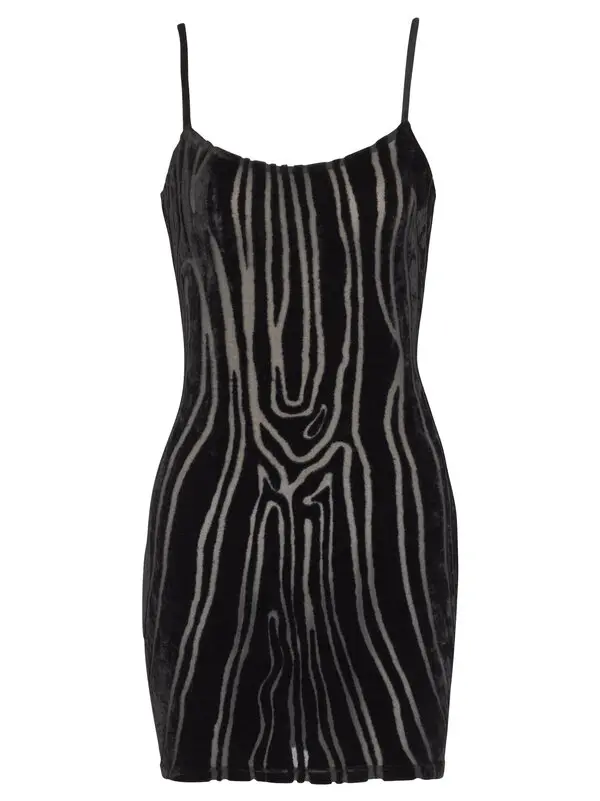 Balmain Short Zebra-print Velvet Dress - Black