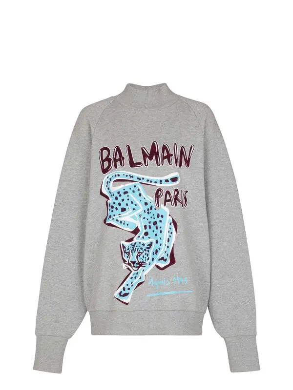 Balmain Printed Fleece Sweatshirt - Grey