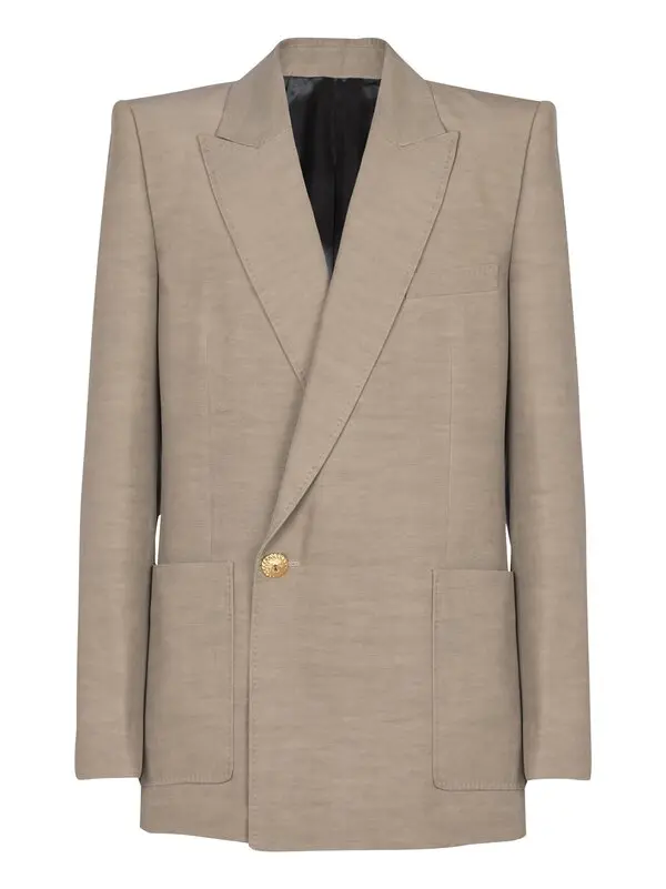 Balmain 1-button Tailored Cupro Jacket - Brown