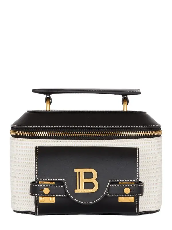 Balmain B-buzz Vanity Raffia And Calfskin - Grey