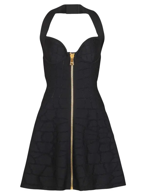 Balmain Flared Halterneck Dress - Black