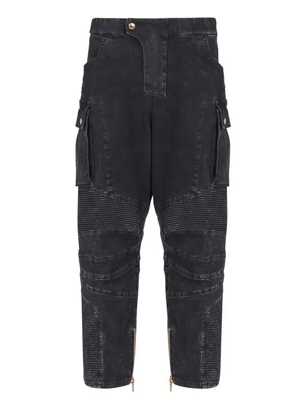 Balmain Cargo Denim Jeans - Black