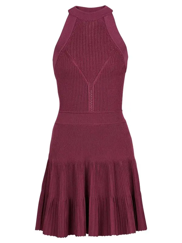 Balmain Sleeveless Flared Knit Dress - Purple
