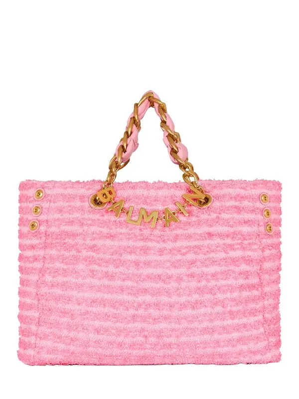 Balmain 1945 Soft Raffia Tote - Pink