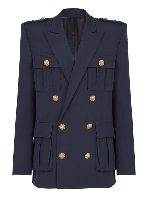 Balmain Saharienne Blazer Jacket - Navy