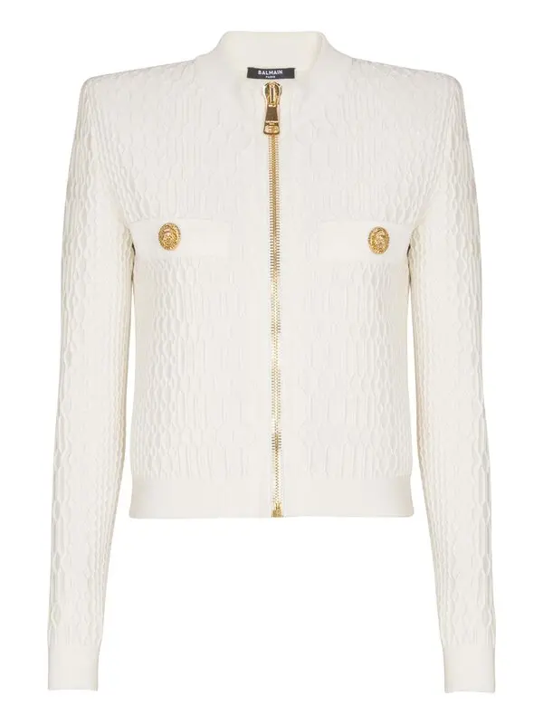 Balmain Crocodile Knit Jacket - Beige