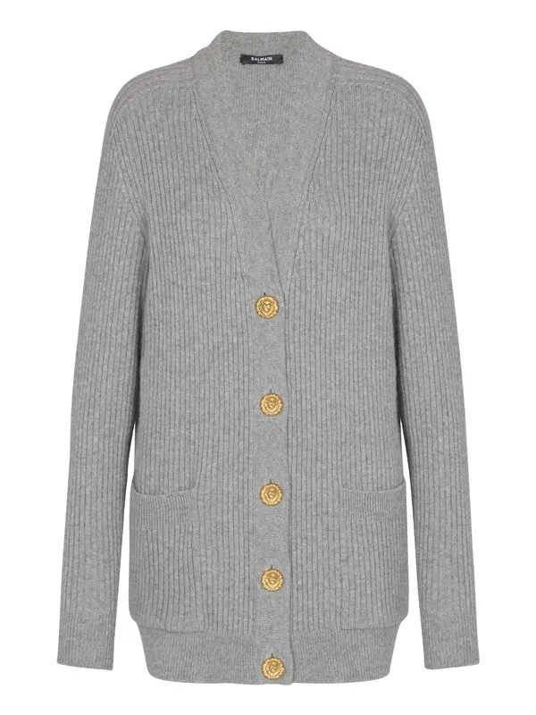 Balmain Buttoned Cashmere Cardigan - Grey