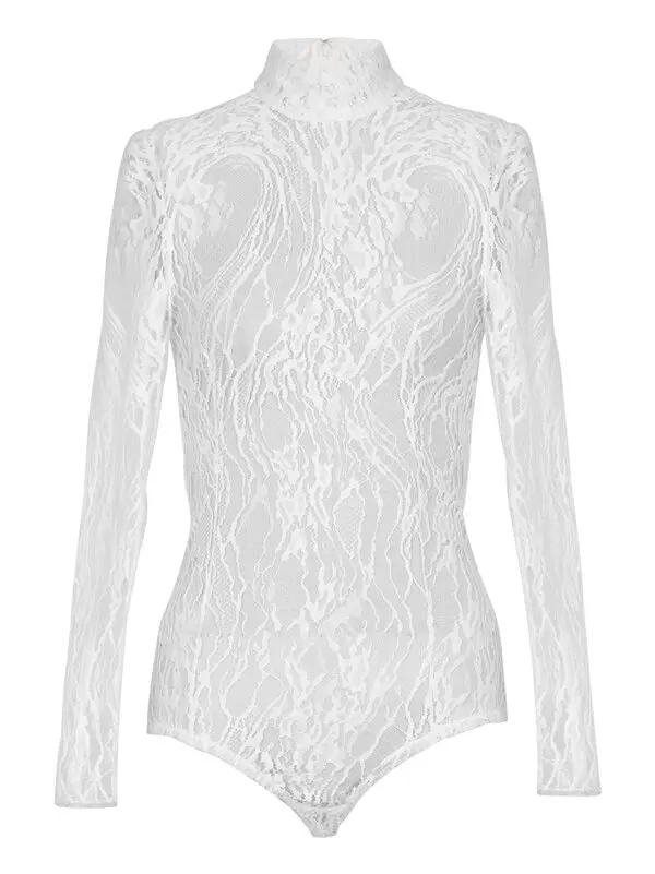 Balmain Long-sleeved Lace Body - White