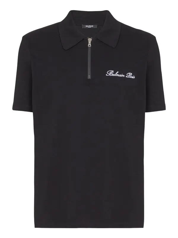 Balmain Short-sleeved Polo Shirt With Embroidery - Black