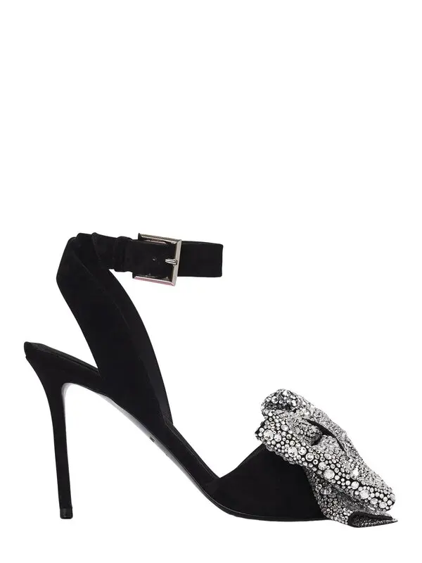 Balmain Heels With Rhinestone Bows - Black