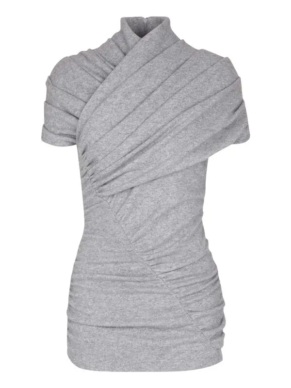 Balmain Draped Knit Top - Grey