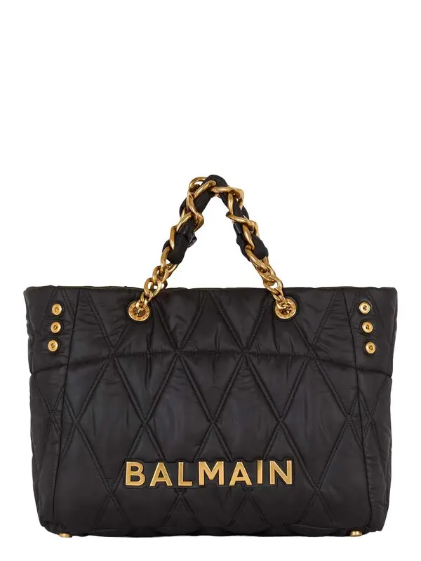 Balmain 1945 Soft Cabas Xxl-grid Quilted Nylon - Black