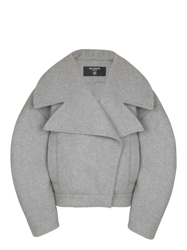 Balmain Wool And Cashmere Pea Coat - Grey