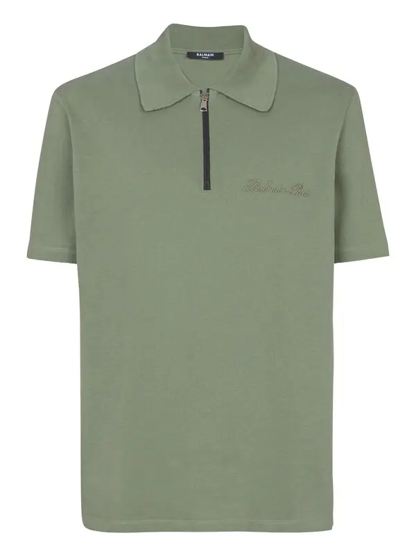 Balmain Short-sleeved Polo Shirt With Embroidery - Green