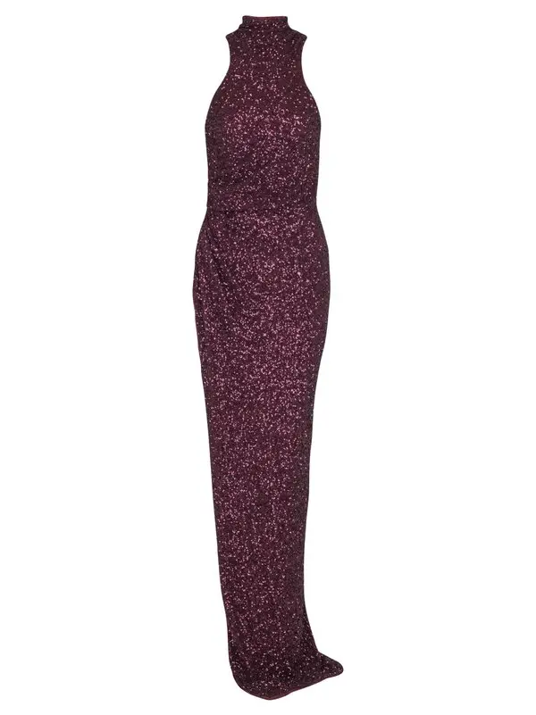 Balmain Long Sleeveless Sequin Gown - Purple