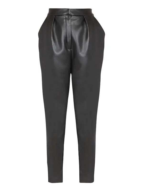 Balmain High-waisted Faux Leather Trousers - Black