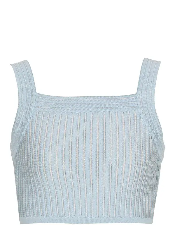 Balmain Textured Knit Strappy Top - Blue
